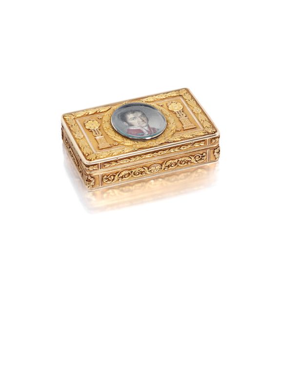 Bonhams : An early 19th century Swiss gold portrait box by Alexander ...