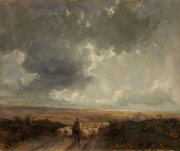 Bonhams : James Humbert Craig (Irish, 1878-1944) Farmer driving sheep ...