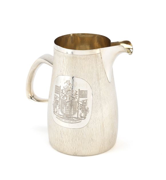 Bonhams : GERALD BENNEY: A silver pitcher London 1966, underside ...