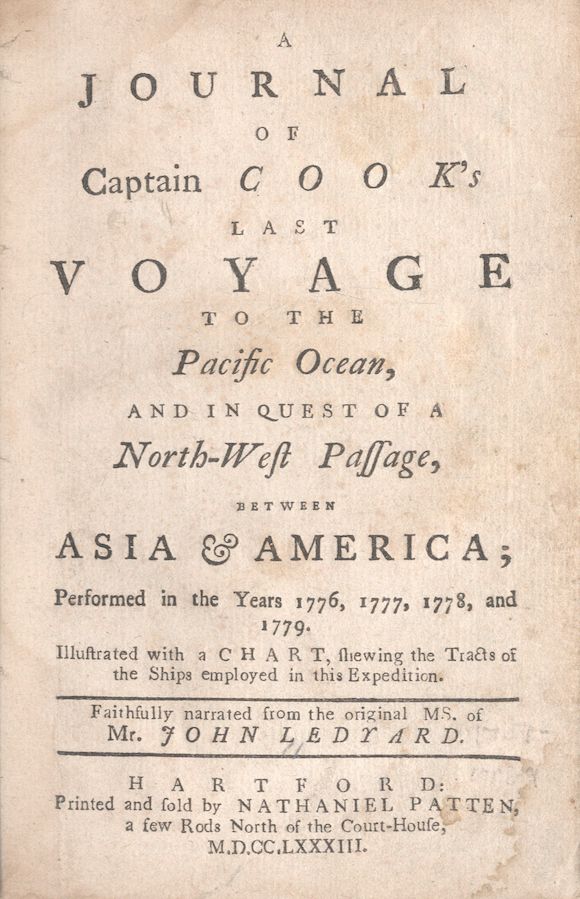 Bonhams : LEDYARD (JOHN) A Journal of Captain Cook's Last Voyage to the ...
