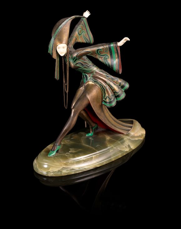 Bonhams : Gerdago (1906-2004) 'Exotic Dancer' a Cold-painted Bronze and ...