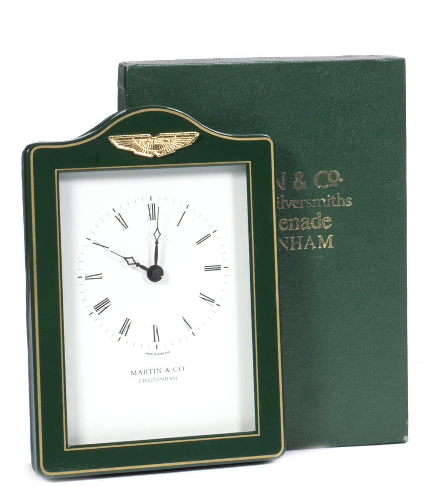 Bonhams Cars : An Aston Martin desktop clock by Martin & Co of Cheltenham,