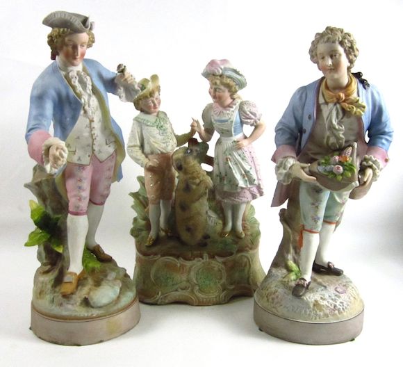 Bonhams : Three French bisque figure groups 20th century