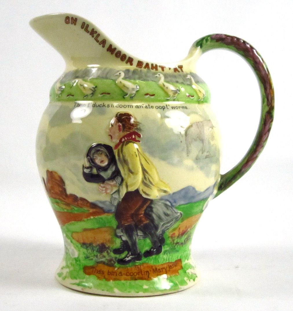 Bonhams : A Crown Devon Fieldings musical jug 'On Ilkla Moor Baht'At'