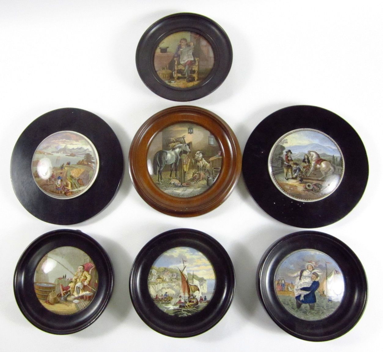 Bonhams : A collection of Victorian framed pot lids