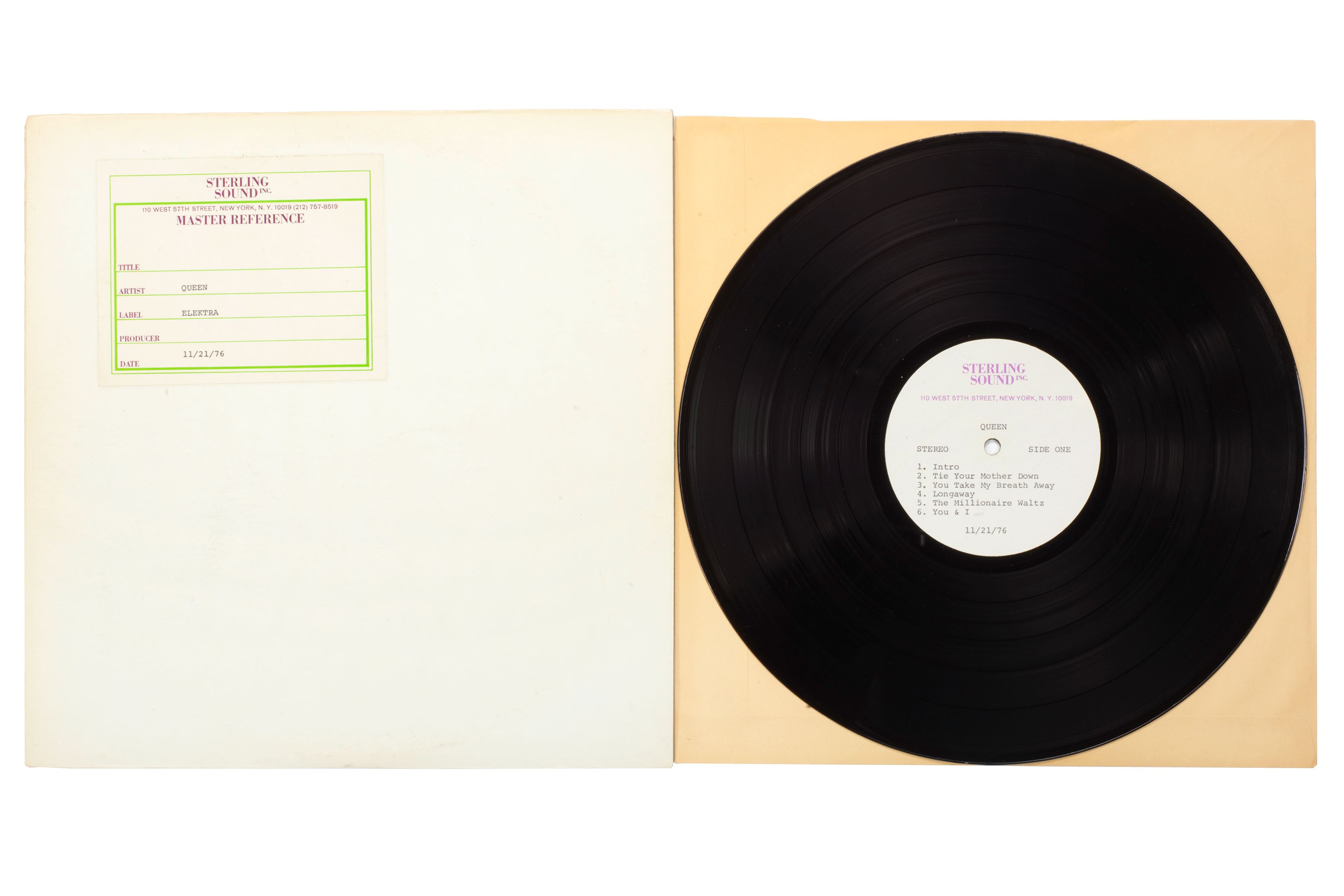 Bonhams : Queen An acetate recording of the album 'A Day At The Races ...
