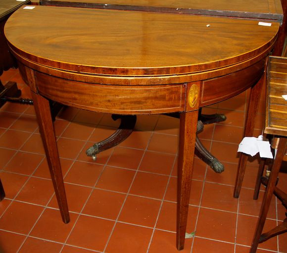 Bonhams : A George III mahogany semi-circular card table,