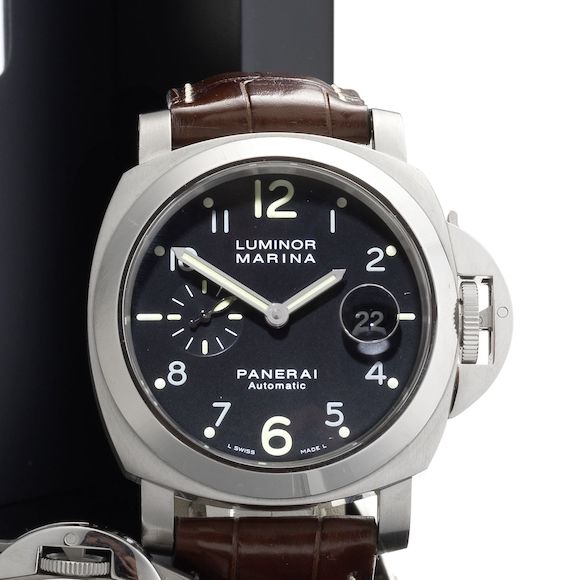 Bonhams : Panerai. A stainless steel automatic calendar wristwatch with ...