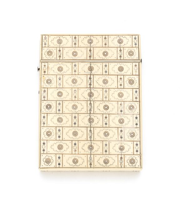 Bonhams : An ivory and piquè card case; together with two other ...
