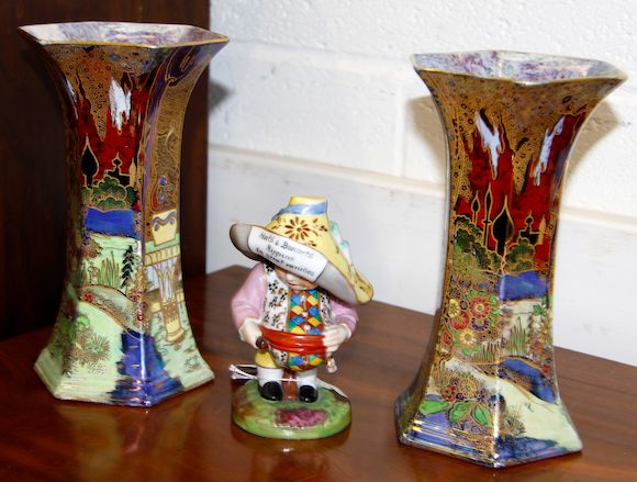 Bonhams : A pair of Wilton Ware lustre vases and a Samson Mansion House ...