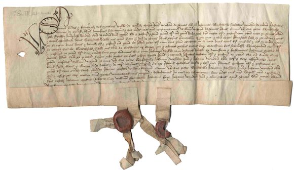 Bonhams : MANUSCRIPTS - SUFFOLK. Grant by Matthew Wykke of Cornard ...