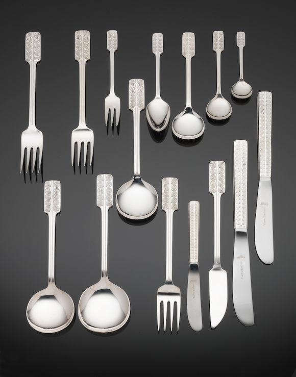 Bonhams : DESIGNED BY GERALD BENNEY FOR VINER: A silver table service ...