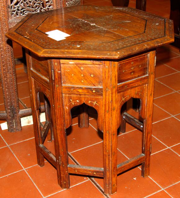 Bonhams : An Indian hardwood and brass inlaid octagonal table,on ...