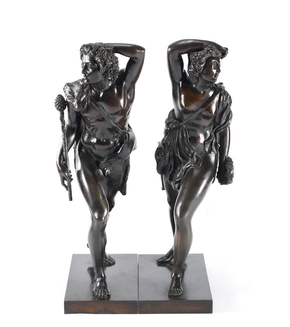 Bonhams : A pair of 19th century of figures of Bacchus and Ariadne