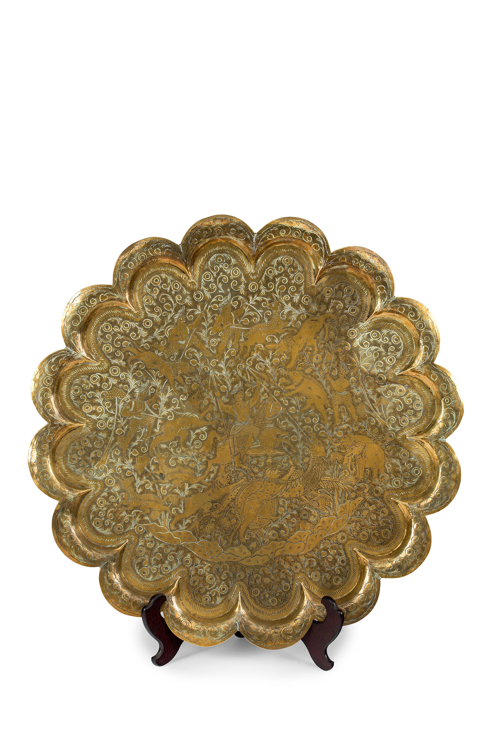 Bonhams : An Indian brass circular gallery tray
