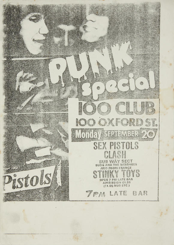 Bonhams The Sex Pistols A Flyer For The Punk Special 100 Club