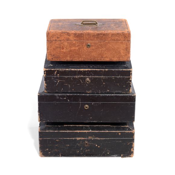 Bonhams : A collection of three Victorian embossed black leather ...