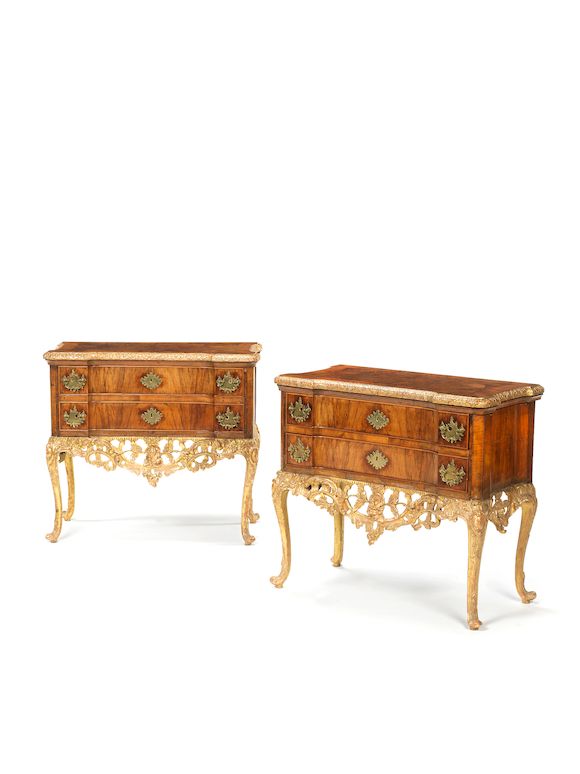 Bonhams : A pair of Danish mid-18th century brass-mounted walnut ...