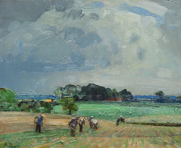 Bonhams : Sir John Alfred Arnesby Brown (British, 1866-1955) Figure hoeing