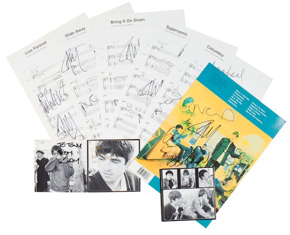 Bonhams : Oasis: A collection of autographed song sheets and other ...