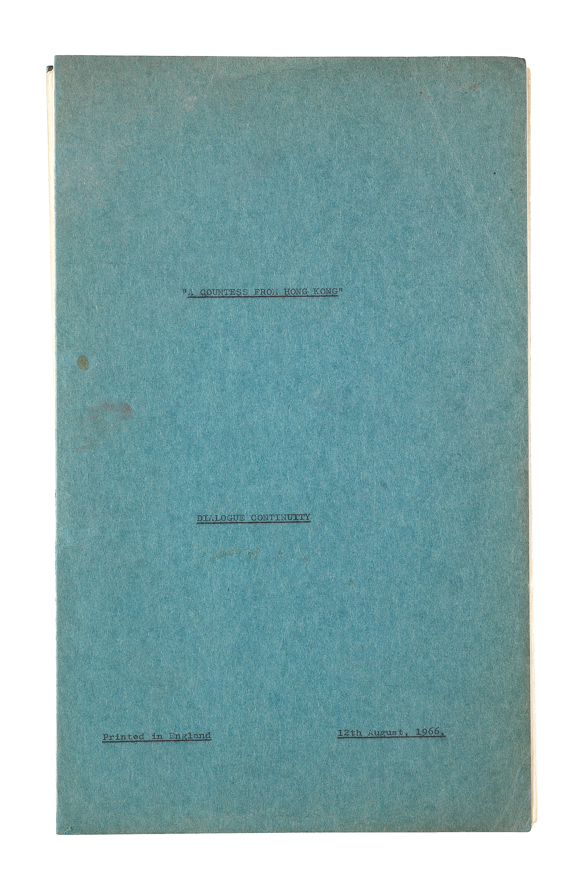 Bonhams : Charlie Chaplin A dialogue continuity script for 'A Countess ...