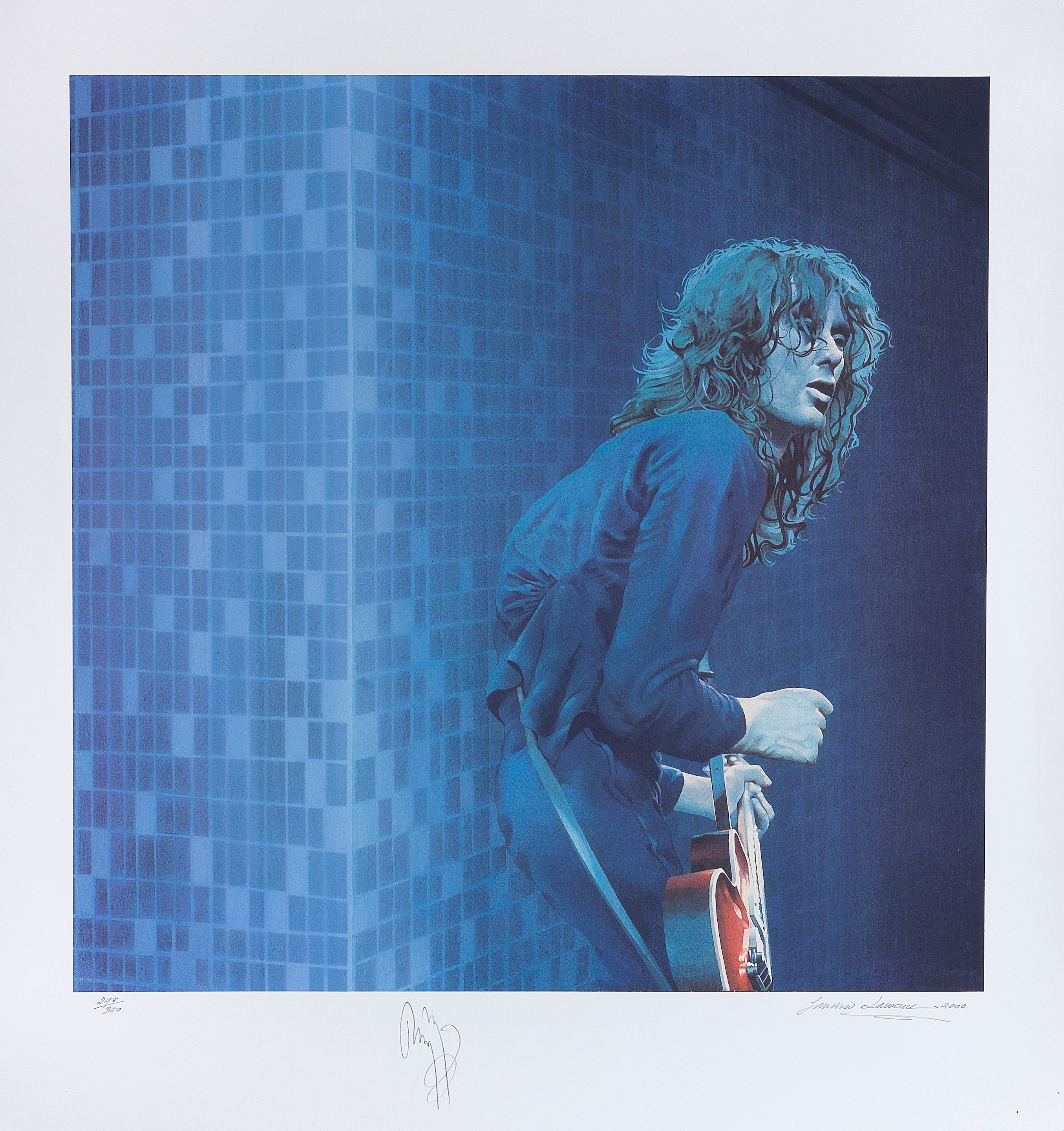Jimmy Page: A colour silk screen print of Jimmy Page by Sandra Lawrence ...