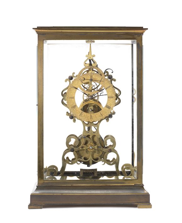 Bonhams : A good 19th century skeleton timepiece with pin-wheel ...
