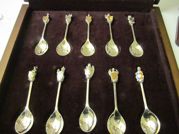 Bonhams : Limited Edition: A set of ten silver Queen's Beasts spoons ...