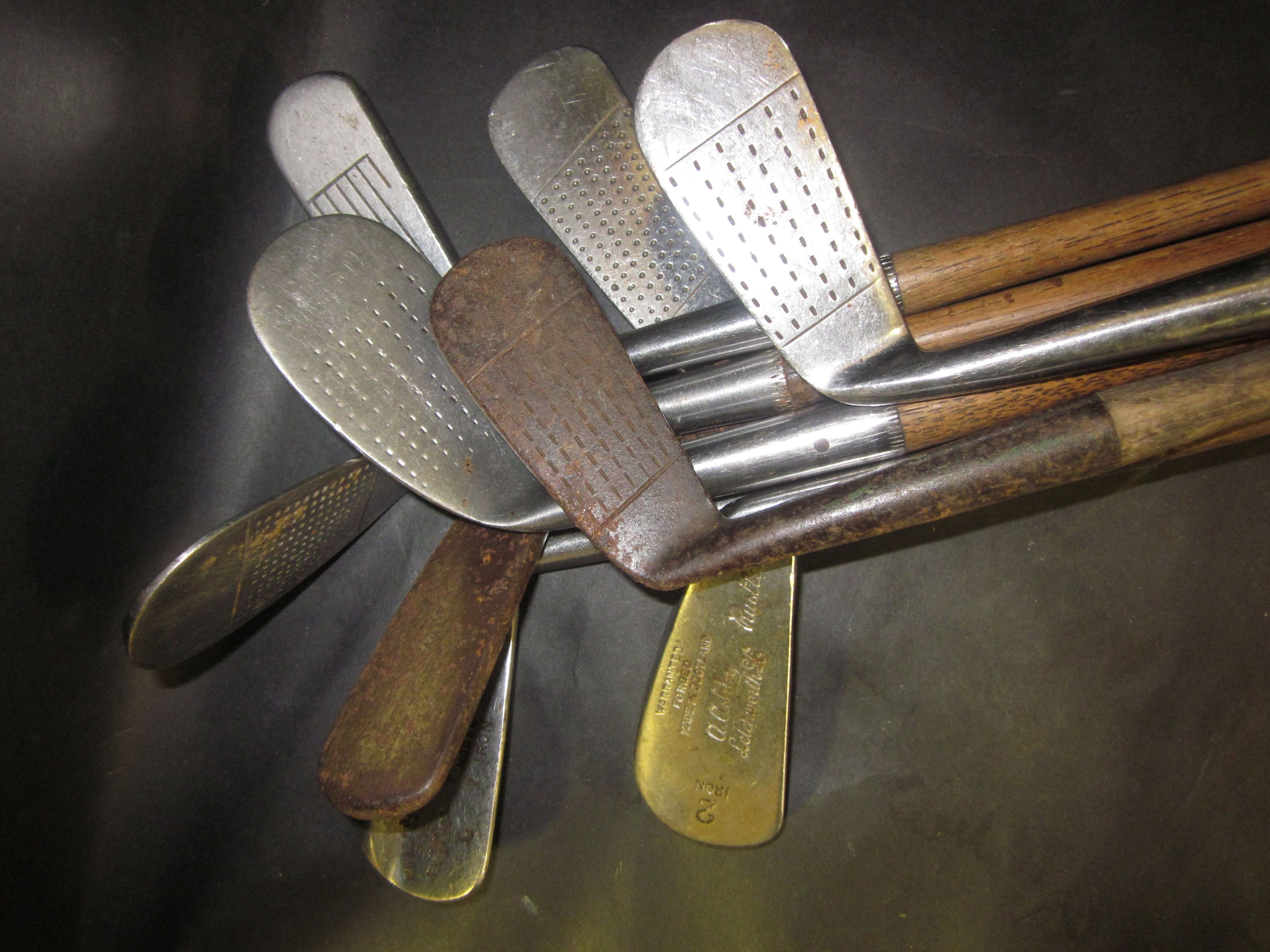 Bonhams : A collection of five wooden shafted putters in clean condition