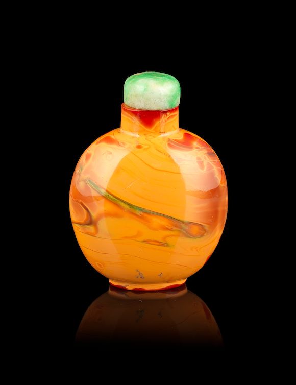 Bonhams : A 'realgar' glass snuff bottle Qing Dynasty