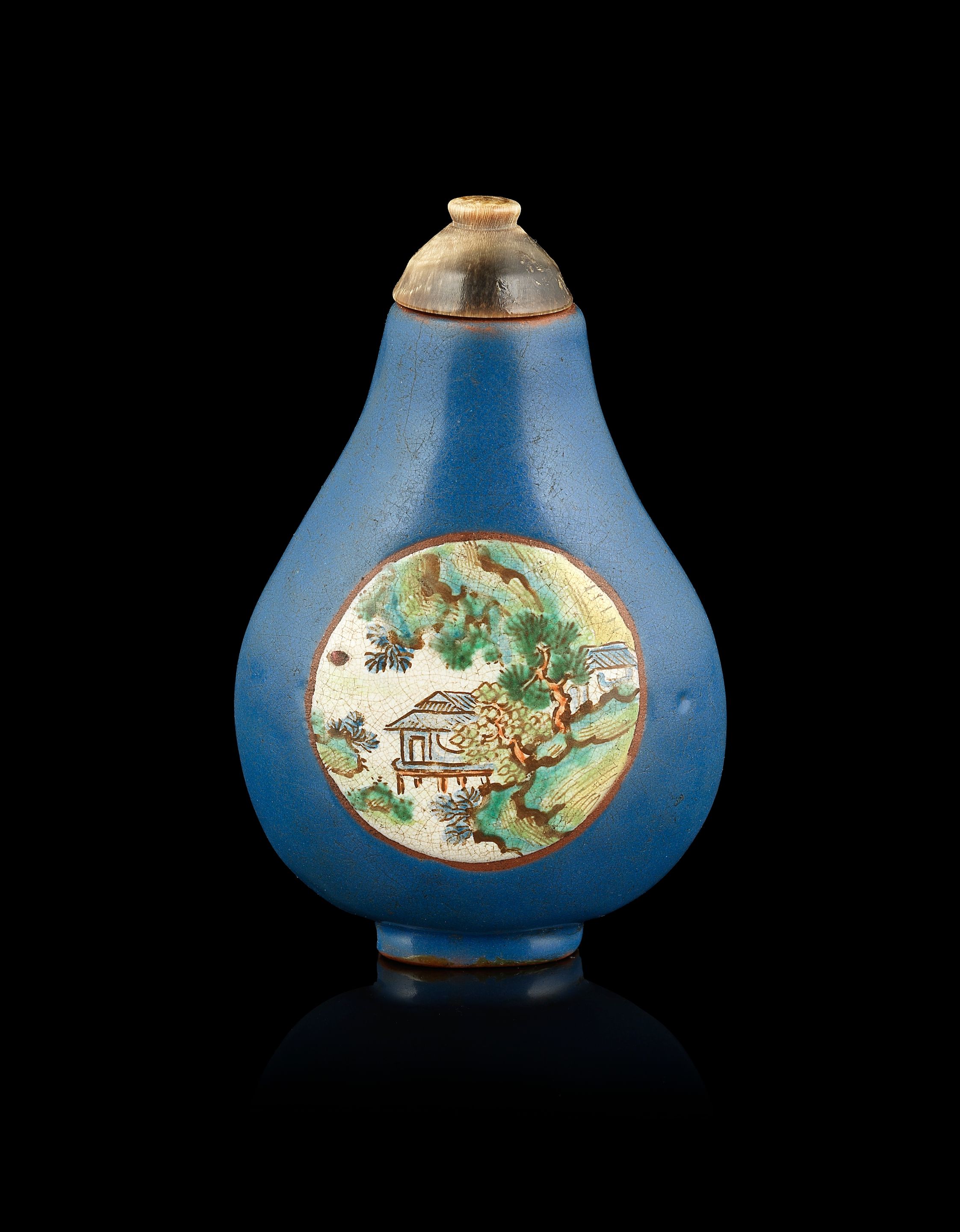Bonhams : A powder-blue ground stoneware snuff bottle Qing Dynasty