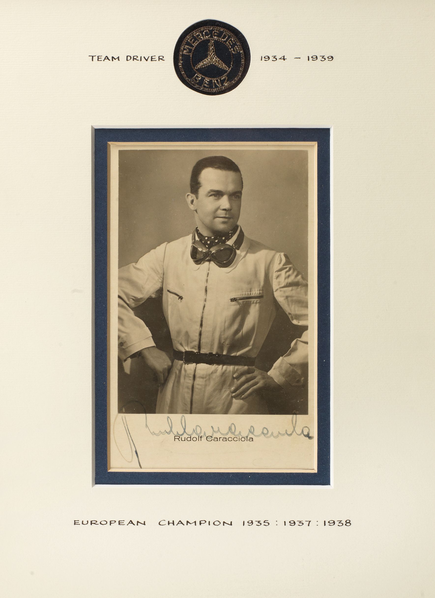 Bonhams Cars : A signed Rudolf Caracciola promotional postcard,