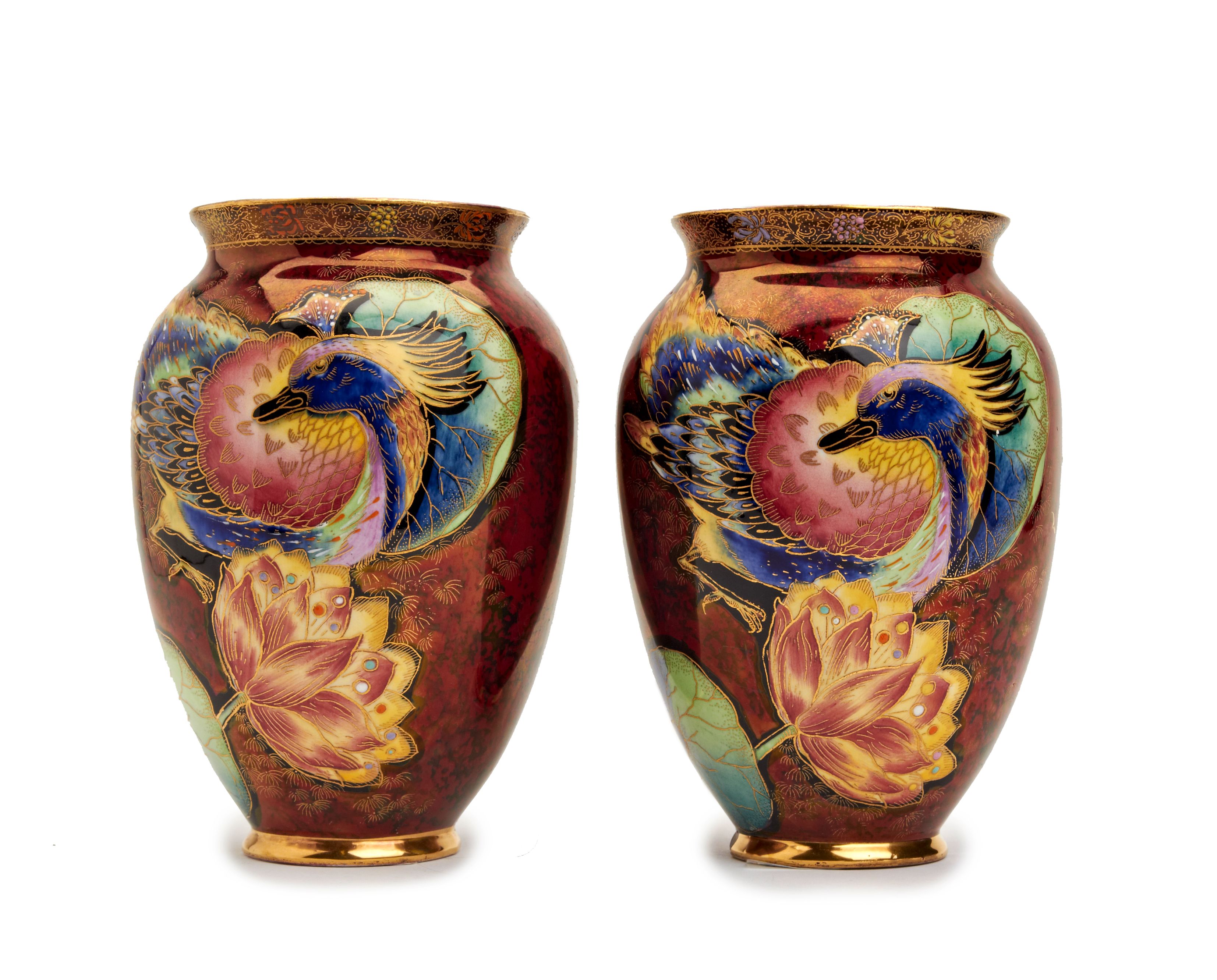 Bonhams : A pair of Carlton Ware 'Crested Bird & Water Lily' pattern ...
