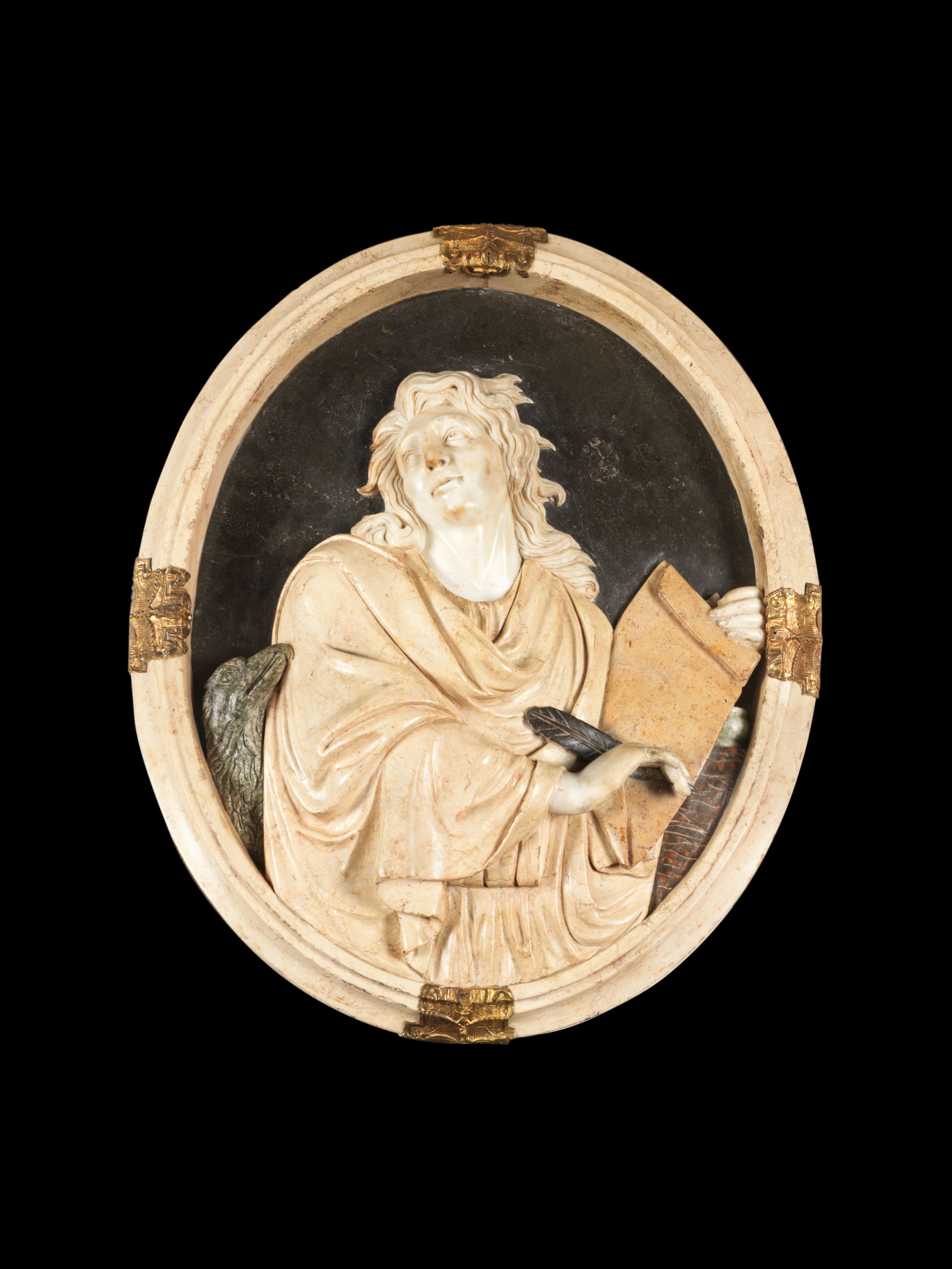Bonhams : A Roman late 17th/early 18th century polychrome marble oval ...
