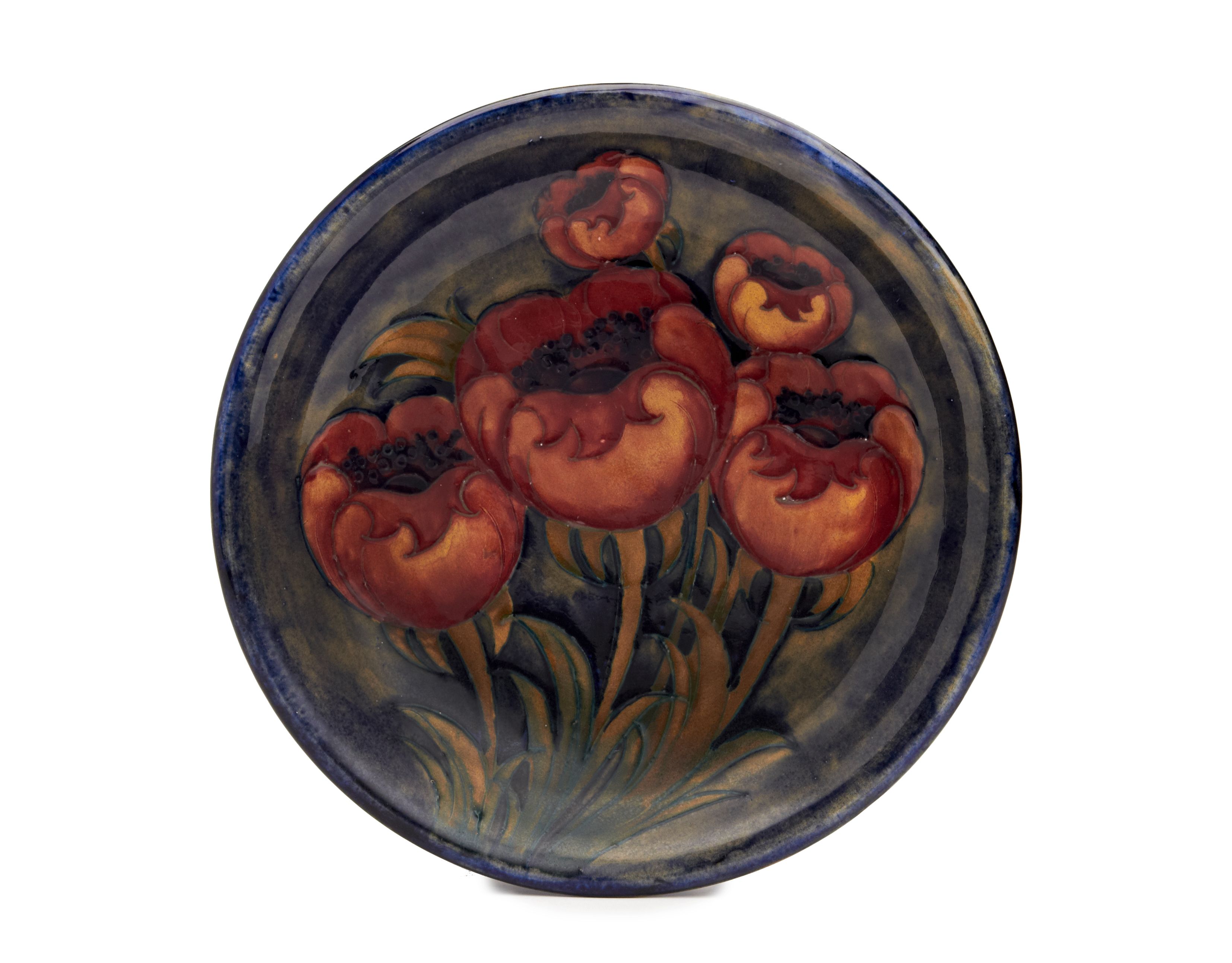 Bonhams : A William Moorcroft 'Big Poppy' design plate Circa 1925