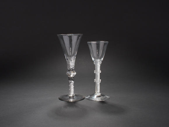 Bonhams Two Airtwist Wine Glasses Circa 1750
