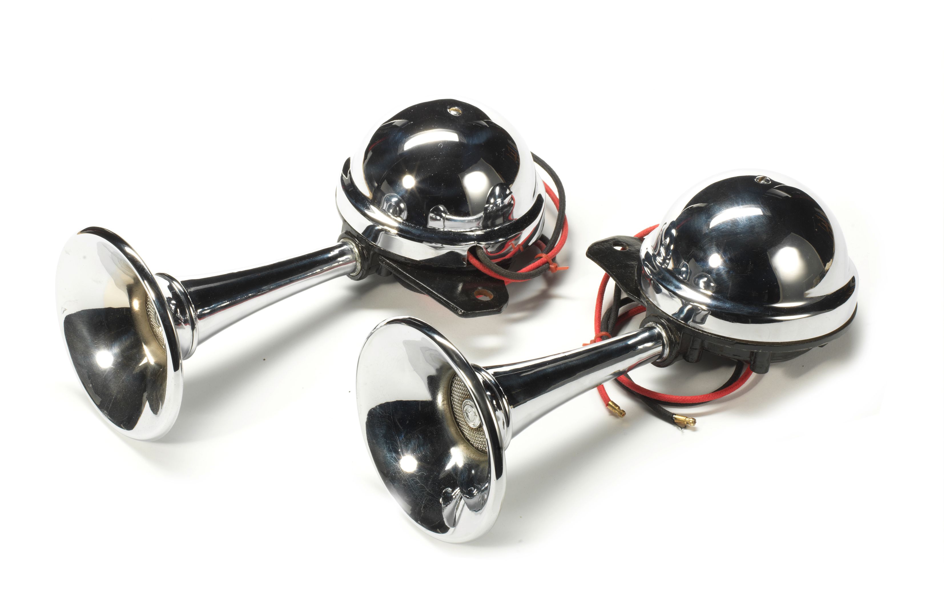 Bonhams Cars : A matched pair of Lucas Windtone long trumpet horns, 1930s,