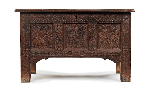 Bonhams : A late 17th century oak coffer, circa 1680 Possibly Anglo ...