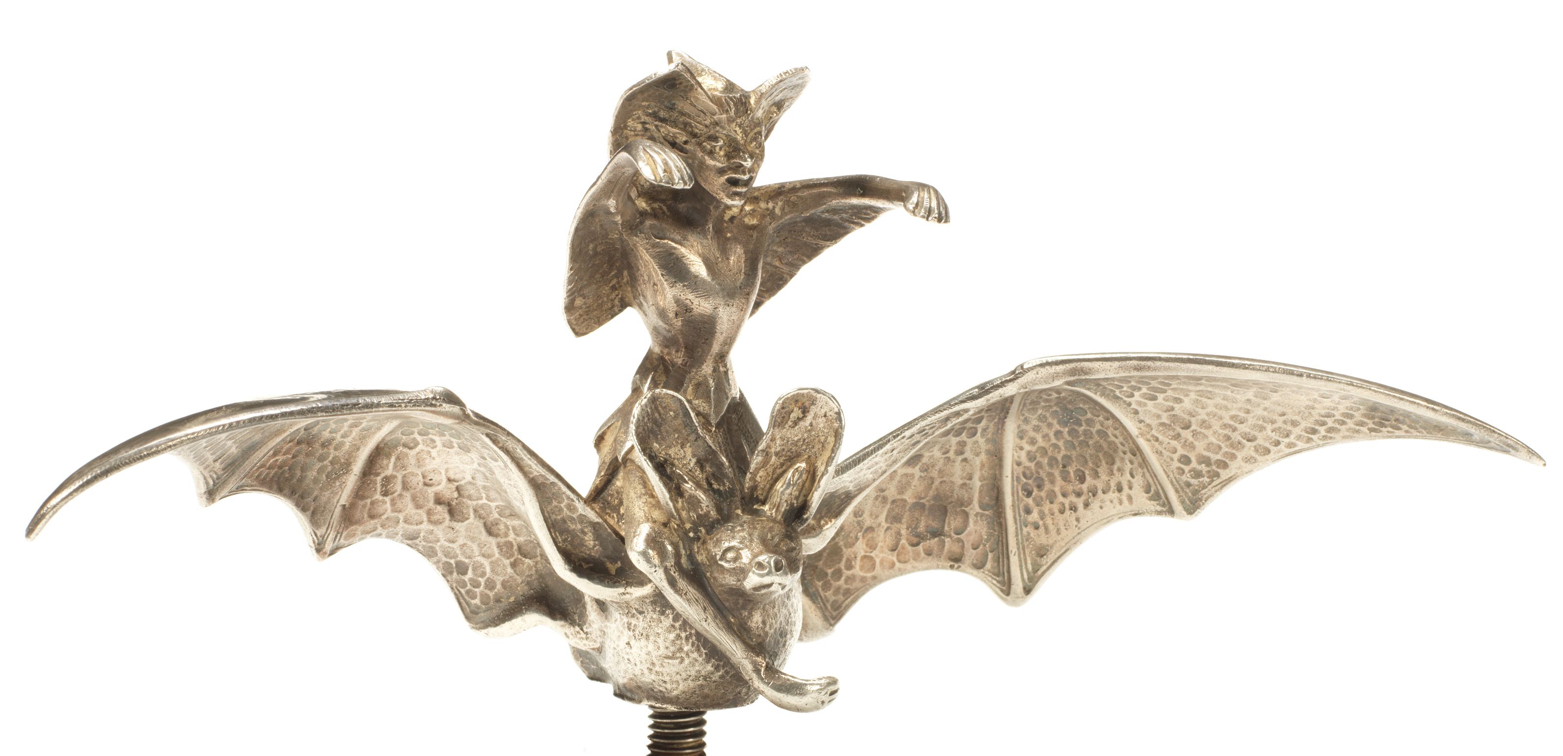 Bonhams Cars : A rare silver-plated Sorceress Riding Bat mascot, by T ...