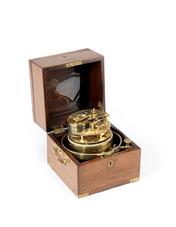 Bonhams : An early 19th century 8 day marine chronometer movement in a ...