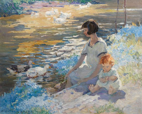 Bonhams : Dorothea Sharp (British, 1874-1955) The baby and the blue ...