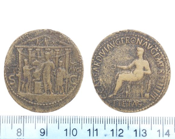 Bonhams : Caligula AD 37-41 Brass Sestertius Obv Pietas seated l ...