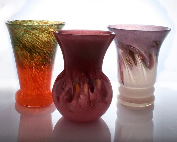 Bonhams : A collection of three Scottish glass vases, possibly ...
