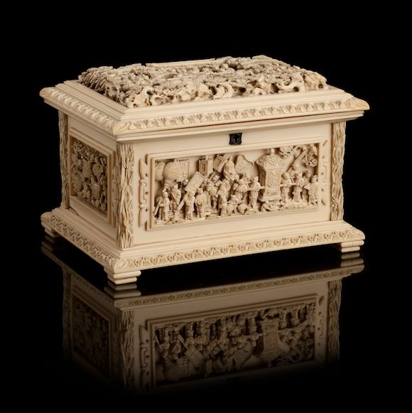 Bonhams : A finely carved ivory jewellery casket 19th century