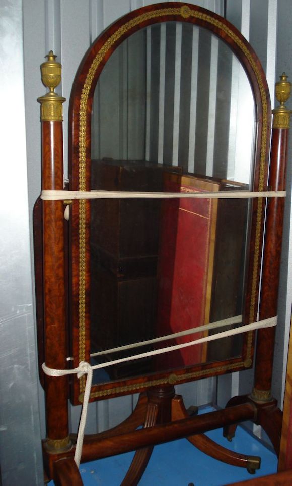 Bonhams : An Empire mahogany cheval glass