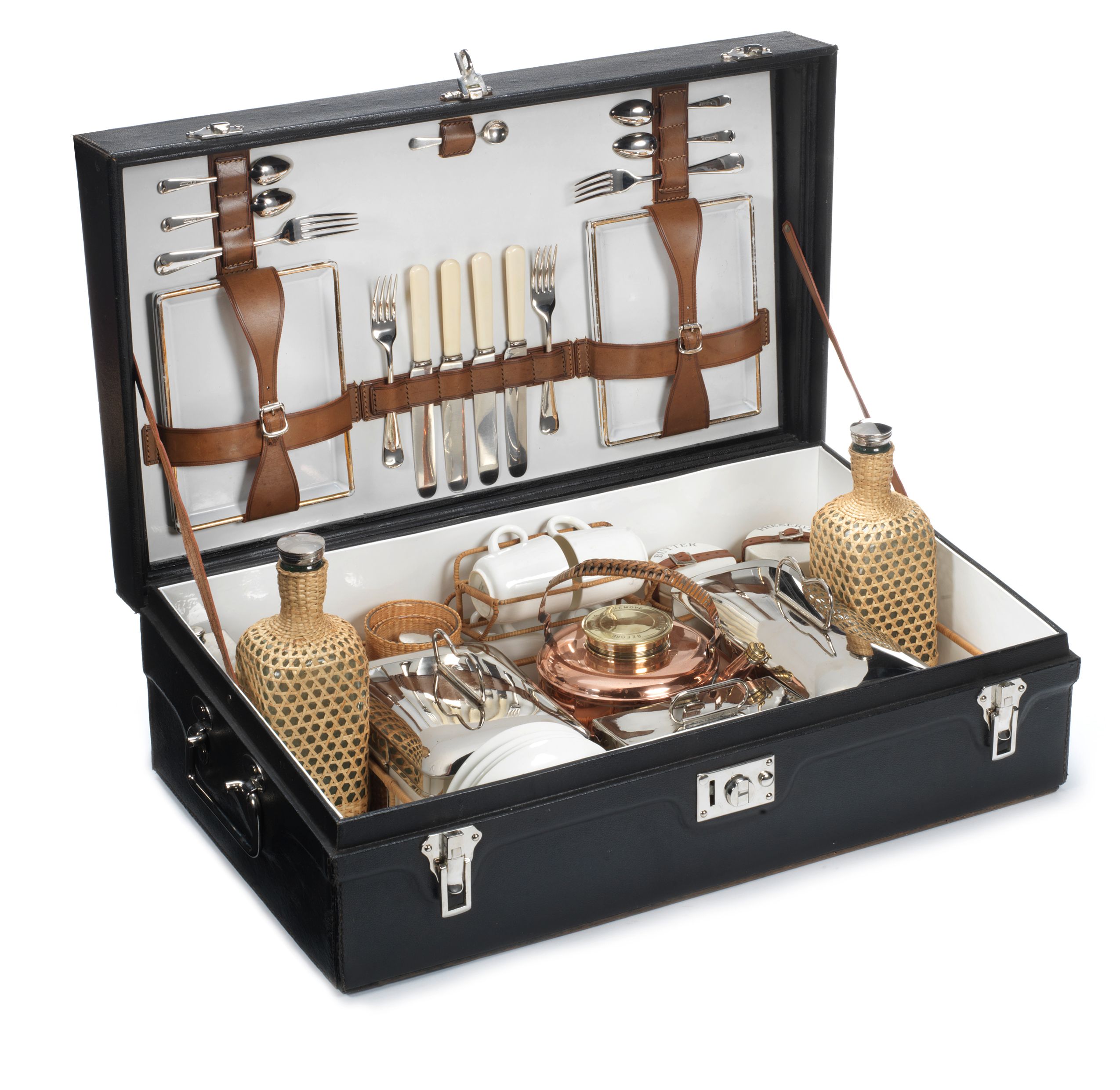 Bonhams Cars : A cased picnic set for four persons, by G W Scott & Sons ...