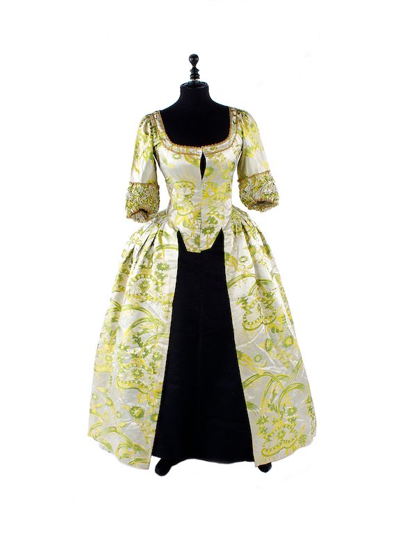Bonhams : A silk satin brocade open robe, circa 1740s