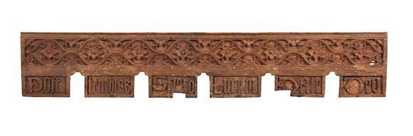 Bonhams : A rare early 16th century carved oak frieze rail, English