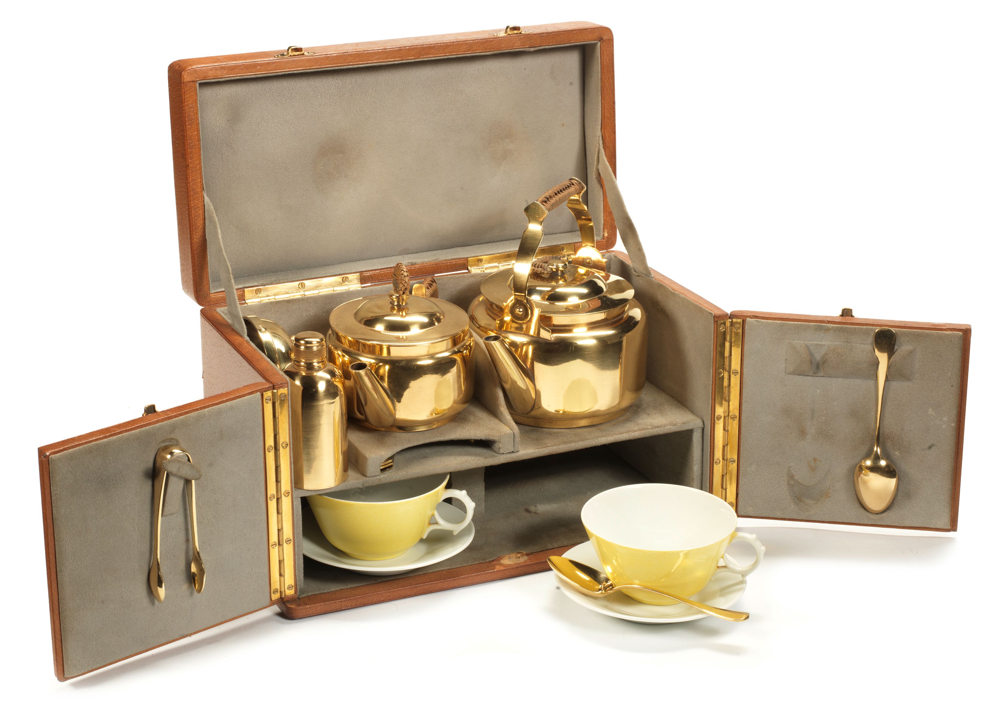 Bonhams Cars : A fine and rare cased tea-set for two persons, by Maquet ...