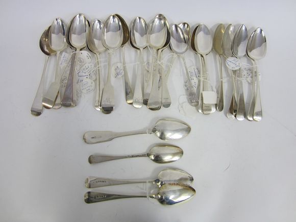 Bonhams : A George II Rat tail pattern silver table spoon London 1736 (Qty)